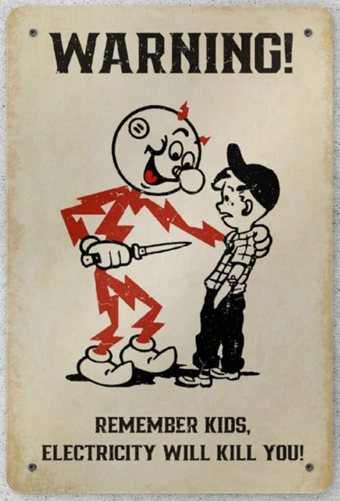 Amazon.com: Remember Kids Electricity Will Kill You Warning Vintage ...