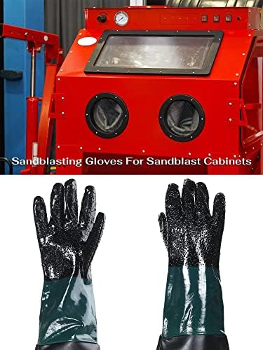 2 Pairs 23.6 Inch Rubber Sandblast Cabinet Gloves Heavy Duty ...