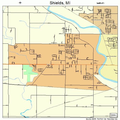 Amazon.com : Large Street & Road Map of Shields, Michigan MI - Printed ...