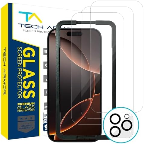 Amazon.com: Tech Armor for Apple iPhone 16 Pro Screen Protector Glass 6 ...