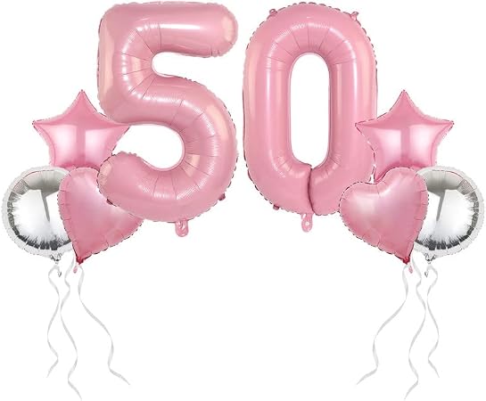 Amazon.com: Pink 40 inch Large number 50 balloon 50th birthday ...