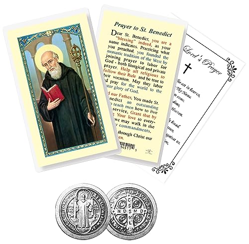 Snapklik.com : Laminated St Benedict Prayer Card - Saint Benedict Coin ...