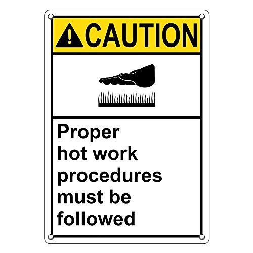 Amazon.com: Weatherproof Plastic Vertical ANSI Caution Proper Hot Work ...