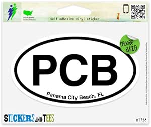 Amazon.com: PCB Panama City Beach Florida Oval Vinyl Car Bumper Window ...