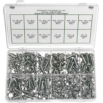 NEF Serrated Flange Bolt & Nut Assortment, Coarse Thread, 245 Pieces ...