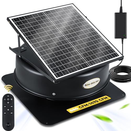 Amazon.com: Moonshan Hybrid Solar Attic Fan with Remote Control 40 Watt ...
