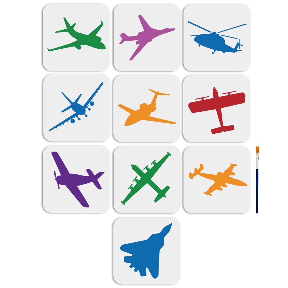 Amazon.com : MAYJOYDIY 10pcs Airplane Stencil Template 6×6inch Airplane ...