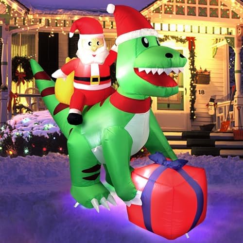 Amazon.com: 5FT Christmas Inflatables Decorations Dinosaur Santa Claus ...