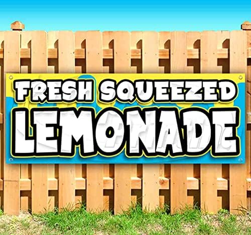 Amazon.com : Fresh Squeezed Lemonade Banner 13 oz | Non-Fabric | Heavy ...