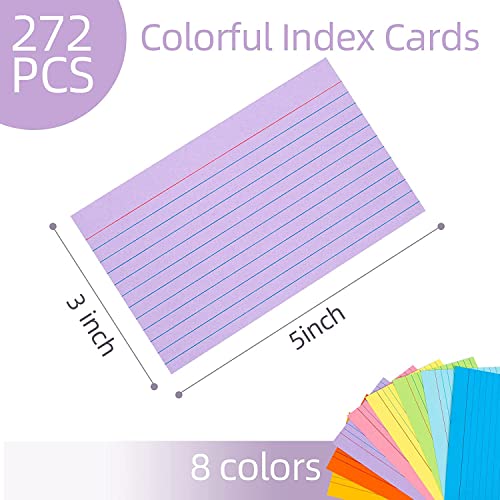 Snapklik.com : Colorful Index Cards, 272PCS Flash Cards Ruled Notecards ...