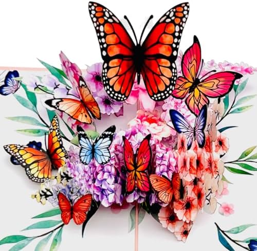 Dimeho Butterfly Flower Pop Up Cards 3D Popup Foldable Mother’s Day ...