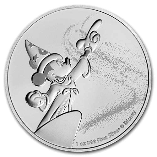 2019 NU DISNEY MICKEY MOUSE FANTASIA 1oz silver coin in display stand ...
