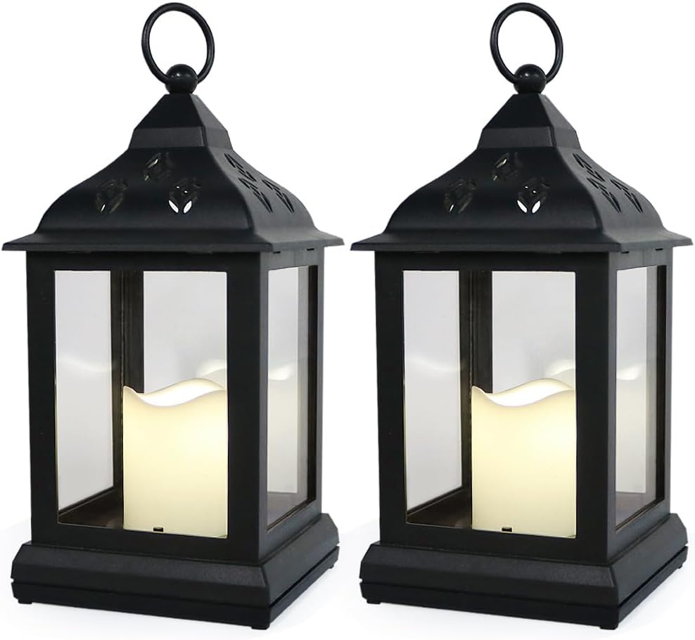 BRIGHT ZEAL farol estilo retro Hexagon con vela artificial sin llama ...