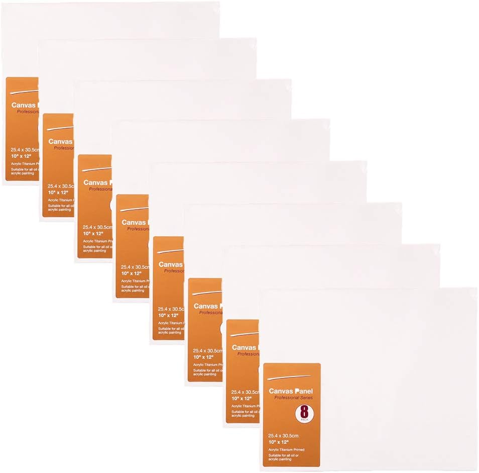 Amazon.com: 8 Pack 10 X 12 Inch Canvas Panels - Academy Art Supply ...
