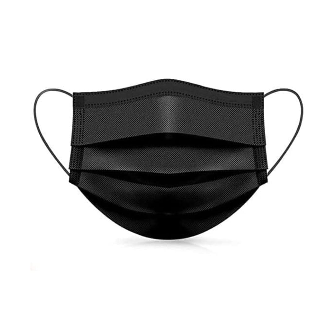 SD Ships from Canada- Pack of 100 Black Disposable Face Masks, 3-Ply ...