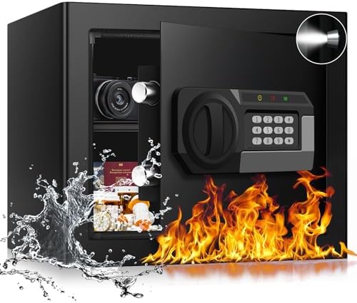 1.6 Cub Fire Proof Safe for Home Documents, Anti-Theft Digital Security ...
