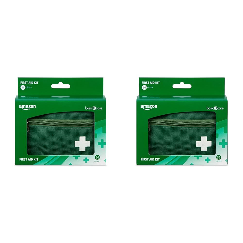 Amazon Basic Care First Aid Kit, 56 Pieces, Green (Pack of 2) : Amazon.co.uk: Beauty