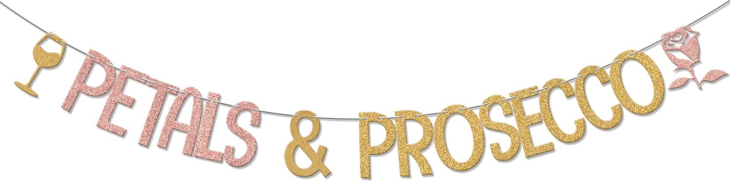 Amazon.com: Petals & Prosecco Banner, Bridal Shower Decorations, Mimosa ...