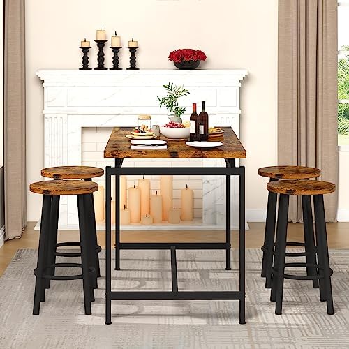 Amazon.com - AWQM Pub Table and Chairs Set of 4, Industrial Counter ...