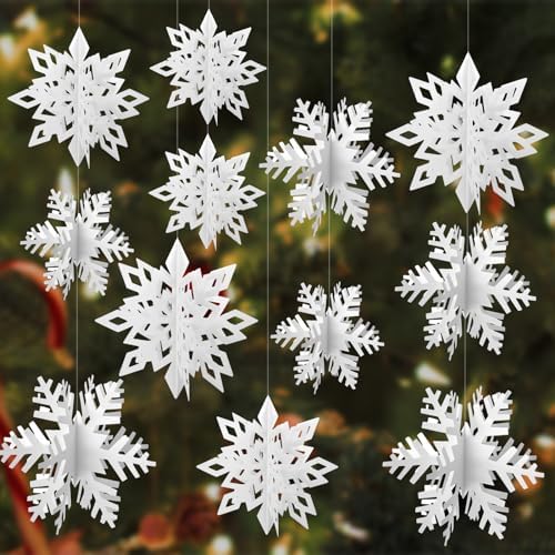 Amazon.com: DomeStar 12PCS 3D Paper Snowflake Garland, Christmas ...