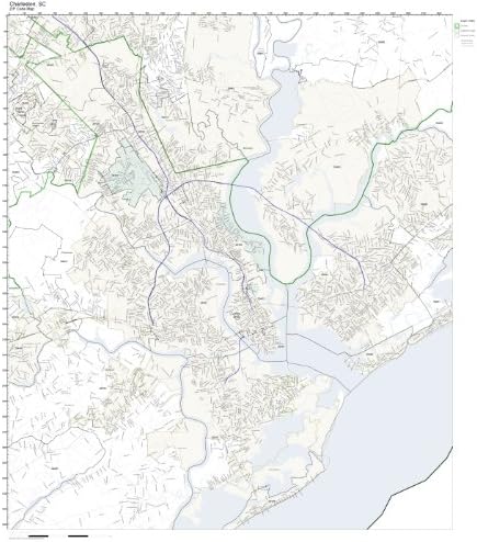 Amazon.com: Working Maps Zip Code Wall Map of Charleston, SC Zip Code ...