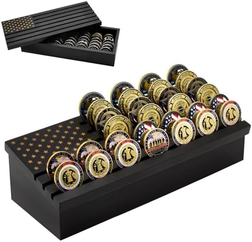 Amazon.com: LIUYALO Large Capacity Wooden Challenge Coin Display Case ...