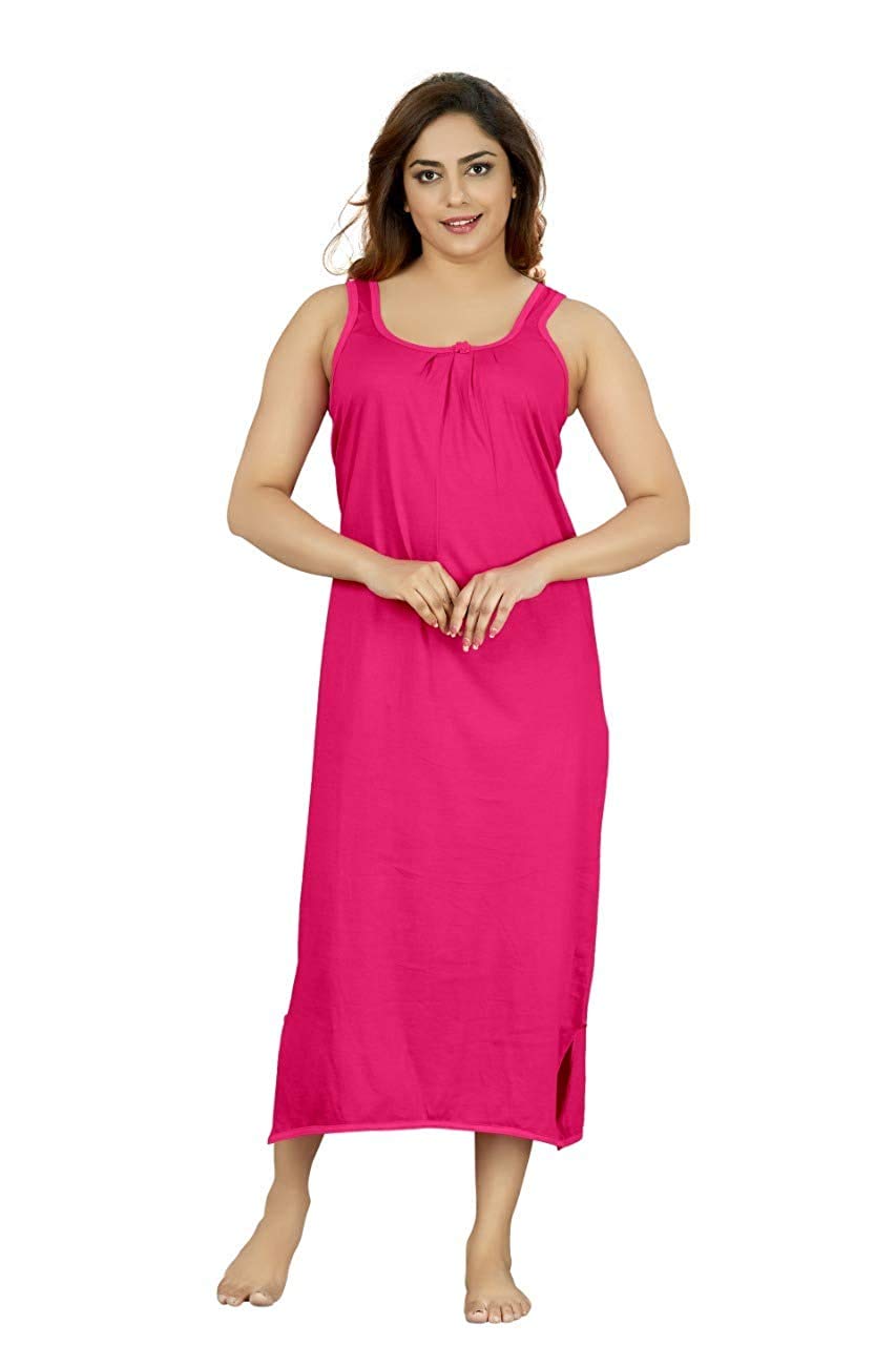 Buy REGMESS Women's Cotton Solid Hosiery Nighty Slip Combo,Maxi Nighty ...