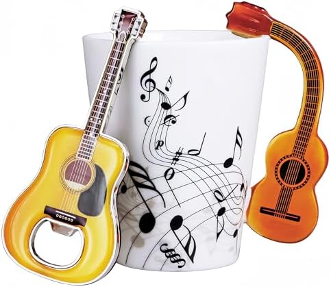Amazon.com: Novelty Guitar Ceramic Cup Personality Music Note Mug ...