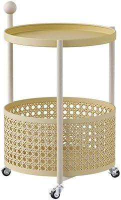 Amazon.com: 2-Tier Small Round Side Table, Mid Century Modern Walnut ...