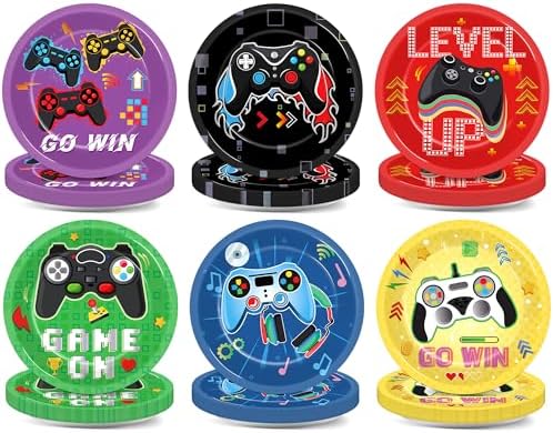 Amazon.com: Justforjoyful 48PCS Video Game Birthday Plates Gaming Party ...