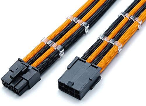 Shakmods 8 Pin Pcie GPU Graphics Card Orange & Black Heatshrinkless ...