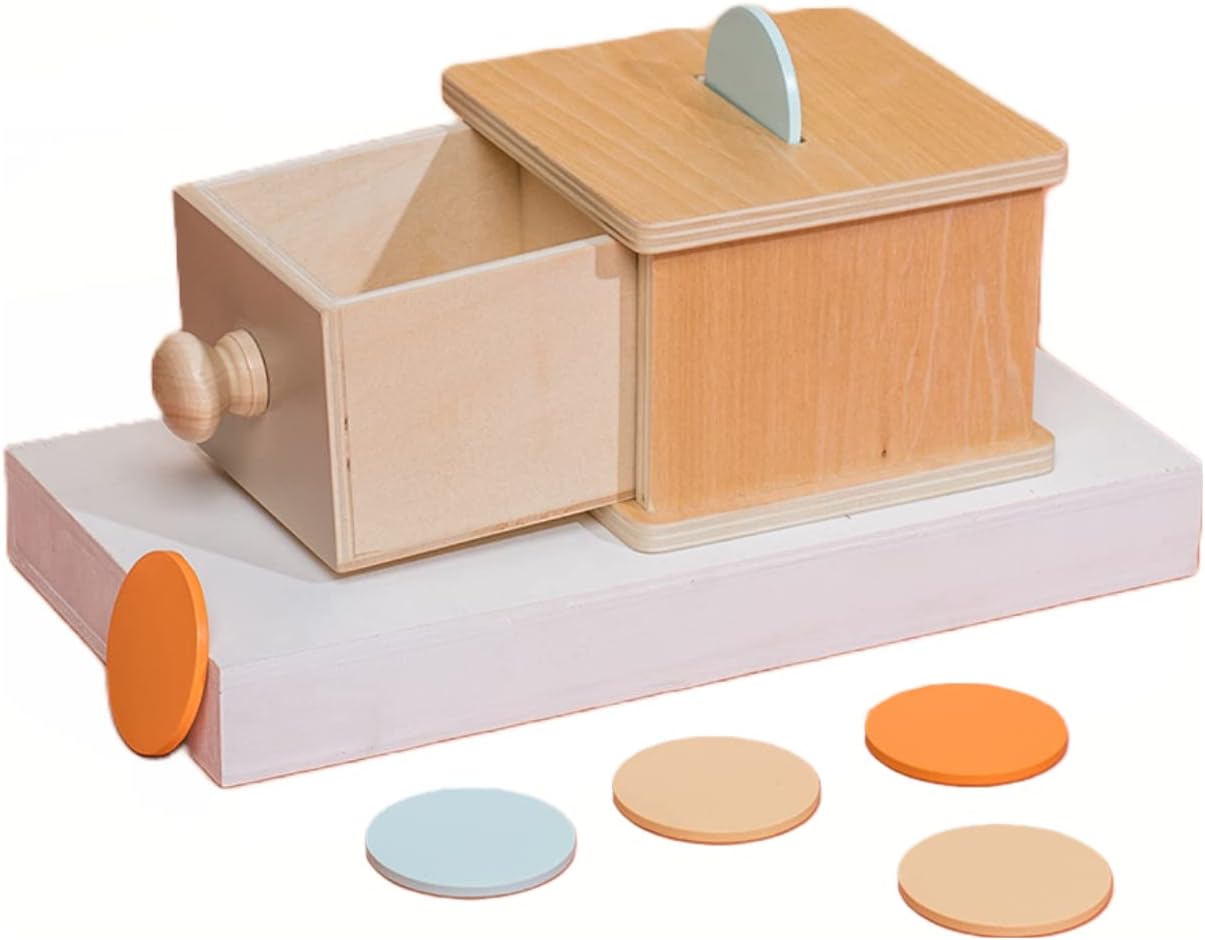 Amazon.com: Montessori Kids Wooden Coin Drop Box - Object Permanance ...