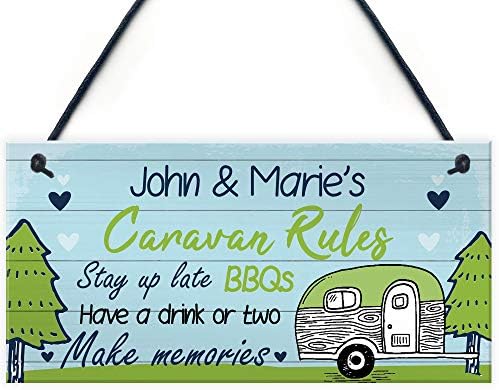 RED OCEAN PERSONALISED Caravan Sign Hanging Caravan Rules Sign Novelty ...