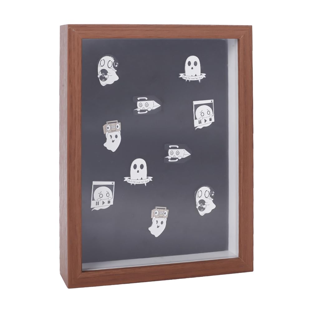 FINGERINSPIRE Wooden Pin Display Case 22x17x4.5cm Rectangle Wood Badge ...