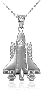 Amazon.com: Fine 925 Sterling Silver Space Shuttle Rocketship Pendant ...