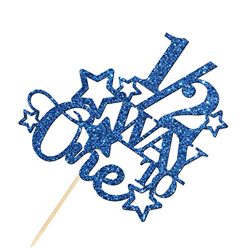 Snapklik.com : Deep Blue Glitter 1/2 Way To One Birthday Cake Topper ...