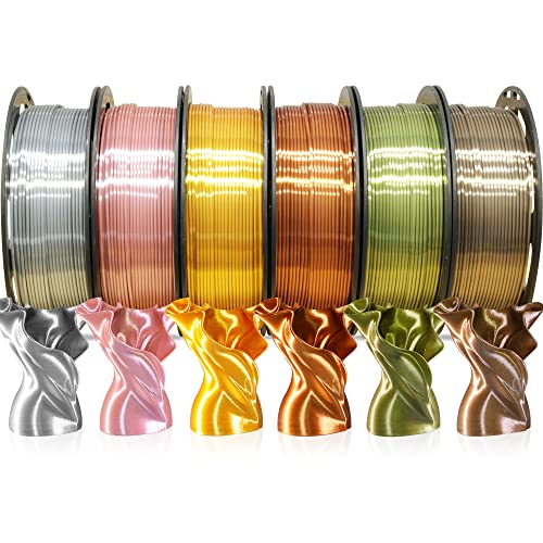 MIKA3D 6 Spools 1.75mm Silk PLA 3D Printer Filament Bundle, 6 Metallic ...