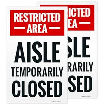 Amazon.com: Restricted Area Aisle Temporarily Closed Sidewalk Sign Kit ...