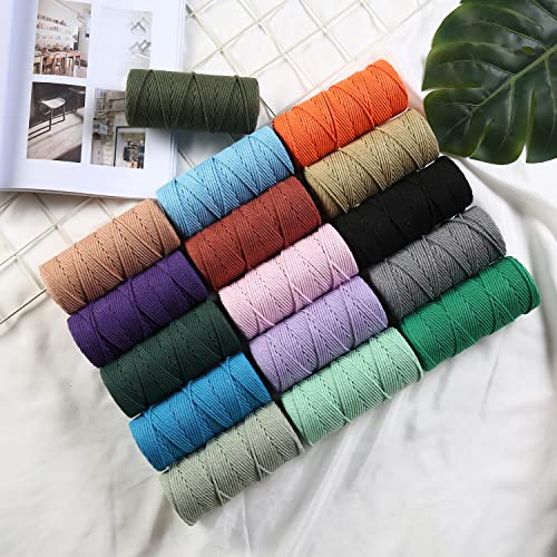 GOHOF Macrame Cord 3mm x 100m Premium Cotton Macrame Rope, 4 Strand ...