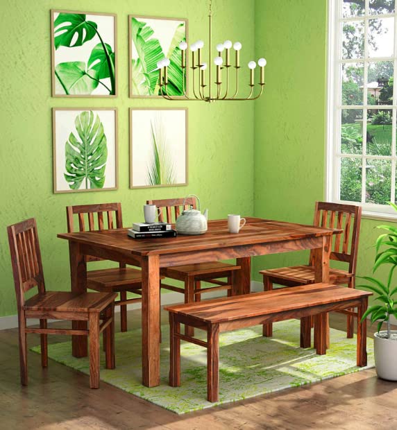 Solid Wood Wooden 6 Seater Dining Table Set Sheesham Wood | 6 Seater ...