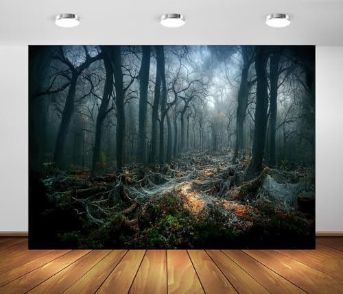 Amazon.com : BELECO 7x5ft Fabric Spooky Foggy Forest Backdrop Halloween ...