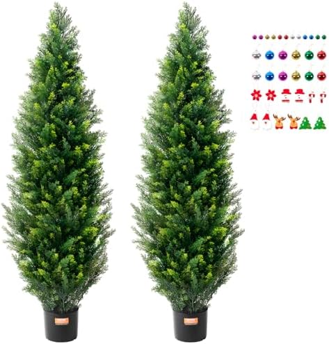 Amazon.com - Artificial Cedar Topiary Trees, 5 FT Outdoor Faux Cedar ...