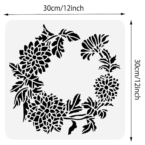BENECREAT Chrysanthemum Stencil, 30X30cm Chrysanthemum Flower Wreath ...