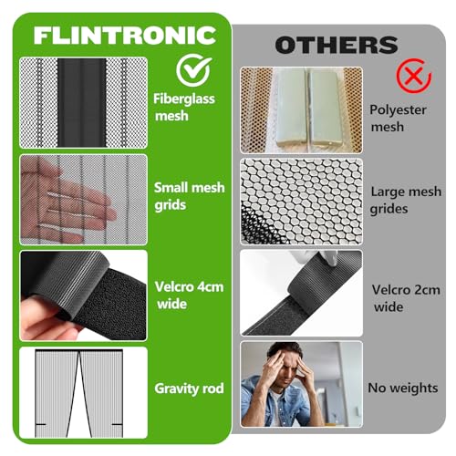 Flintronic Magnetic Fly Screen Door, 90x220cm Heavy Duty Mesh Curtain ...