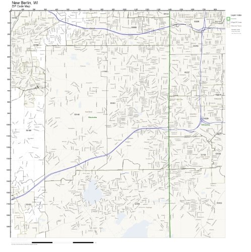 Amazon.com : ZIP Code Wall Map of New Berlin, WI ZIP Code Map Not ...