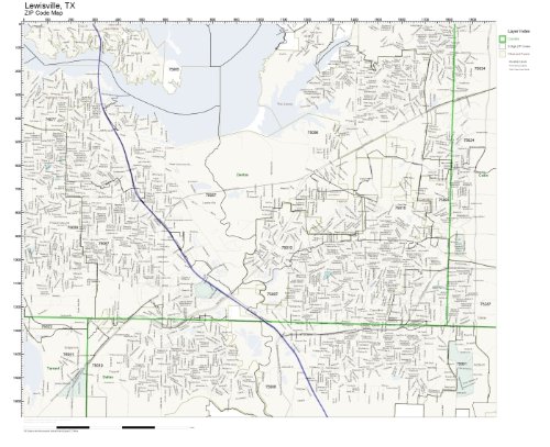 Amazon.com : ZIP Code Wall Map of Lewisville, TX ZIP Code Map Laminated ...