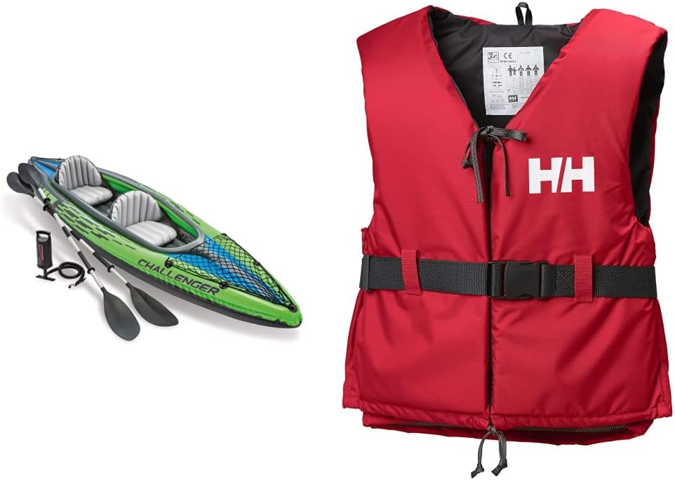 Intex K2 Challenger Kayak 2 Person Inflatable Canoe with Aluminum Oars ...