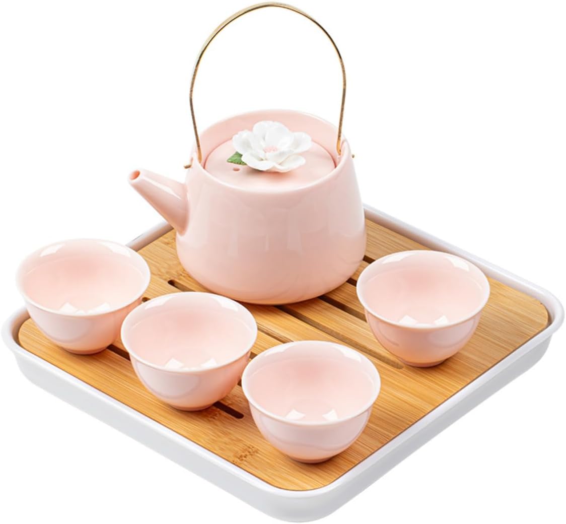 Amazon.com | Japanese Porcelain Tea Set, Pink Kungfu Teapot Set with 1 ...