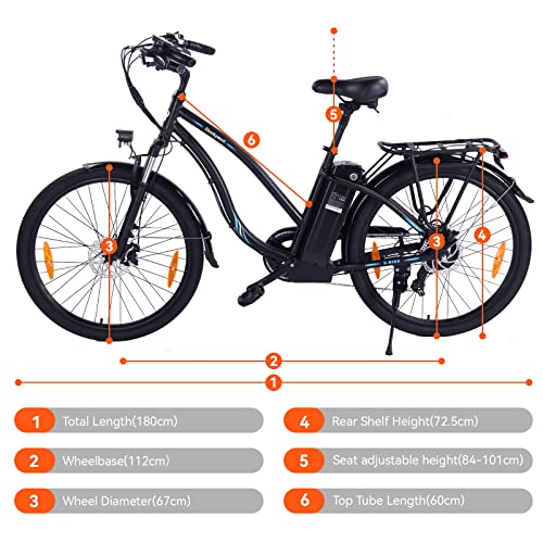 Bodywel Electric Bike, 26/27.5'' City Electric Bikes, E Bike Electric ...