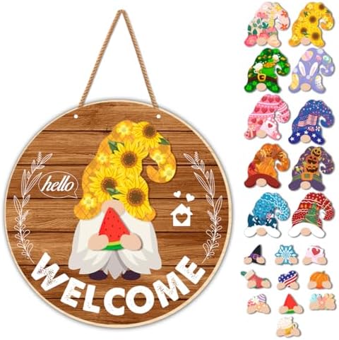 Amazon.com: Yuzi-n Interchangeable Welcome Sign for Front Door Seasonal ...